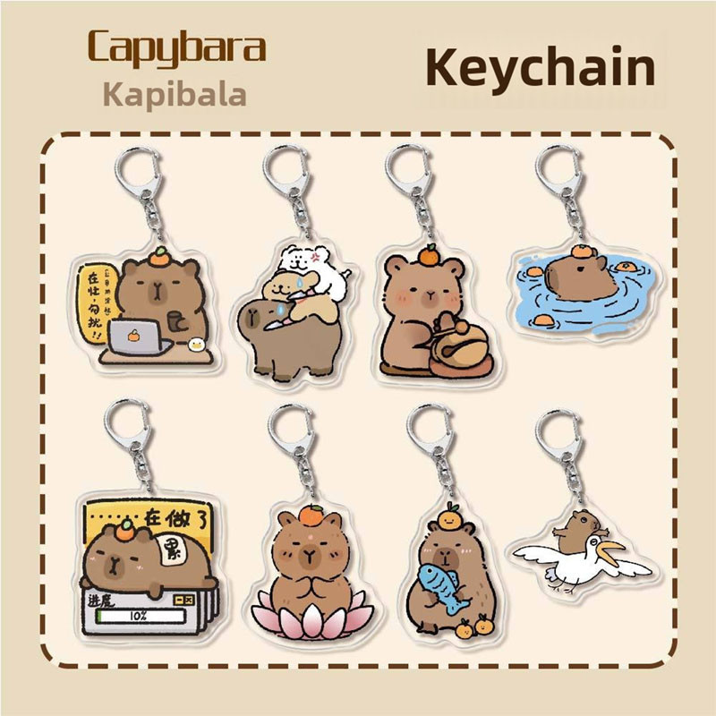 Capybara Key Chain Cartoon Cute Capybara Acrylic Keychain Mobile girl ...