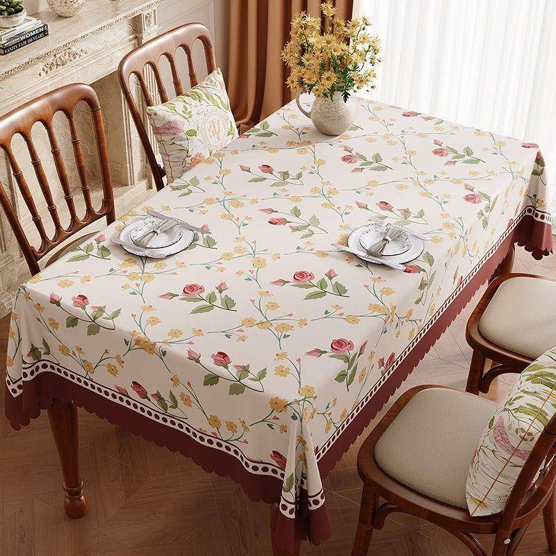 PVC Waterproof Oilproof Table Cloth Floral American style Tablecloth ...