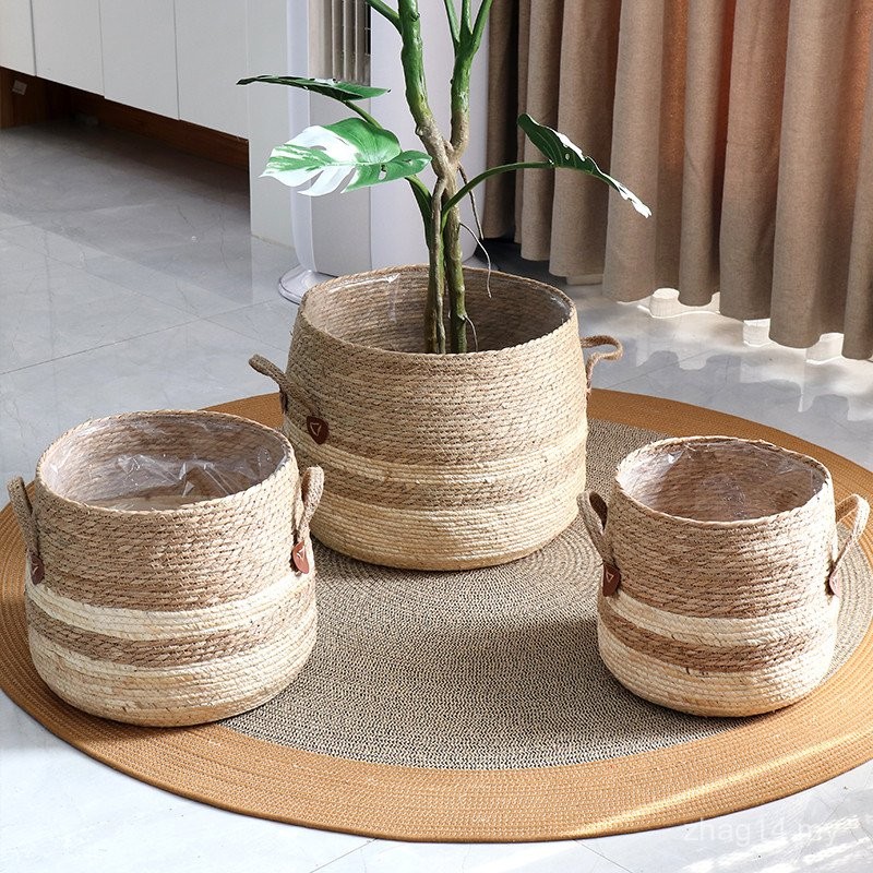 Pasu Bunga Rumput Anyaman Nordic Rotan Bakul Bunga Besar Tanaman Hijau ...