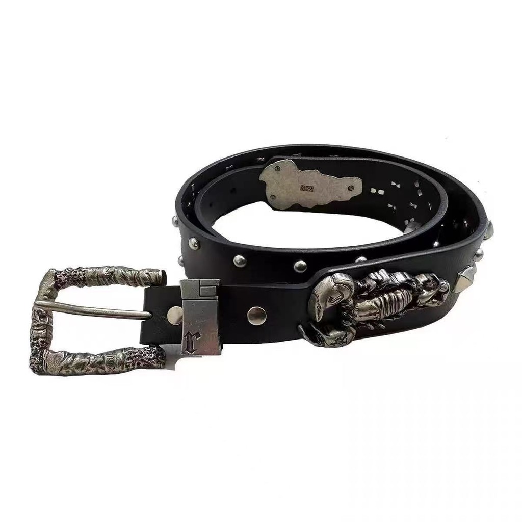 Dark Punk Style Y2K Scorpion Studded Leather Belt Rock Punk Accessories ...