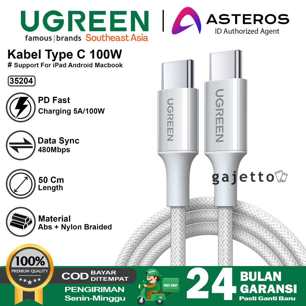 UGREEN Data Cable PD Type C to Type C ABS Nylon Titanium PD Fast ...