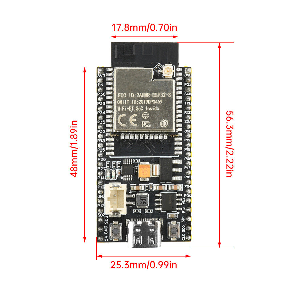 Pcbfun ESP32 WIFI development board module 2.4G with battery interface onboard ESP32-S module ...