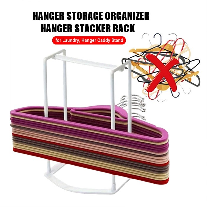 Hanger Storage Organizer Rack – Hanger Holder & Stacker for Laundry ...