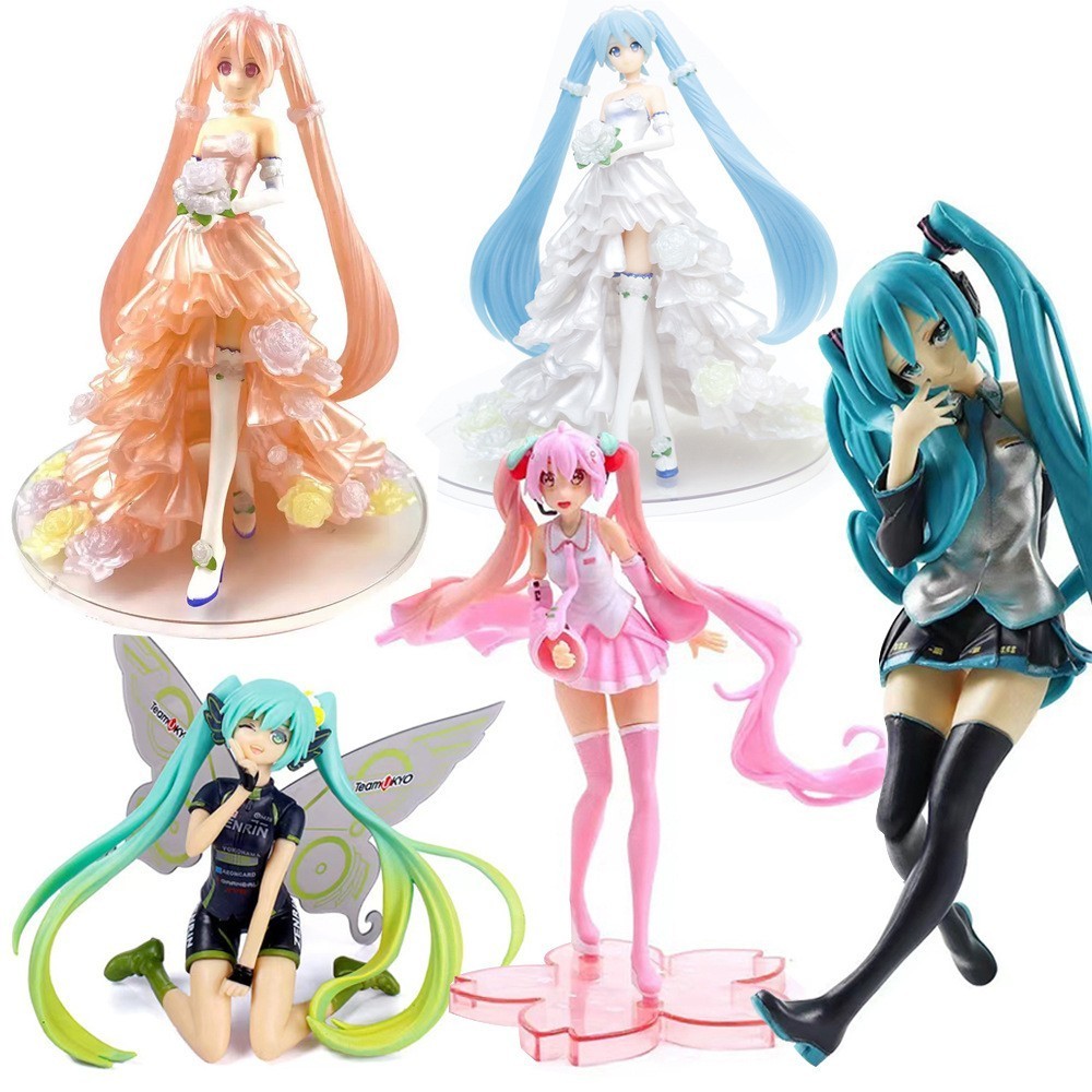 Hatsune Miku Figure Anime Character Blue Suit Butterfly Figure Anime ...
