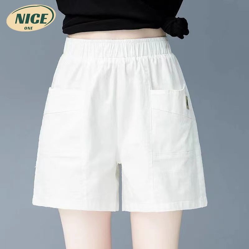 Nice One Women's Shorts Elastic Waist Shorts High Waisted A-line Pants ...