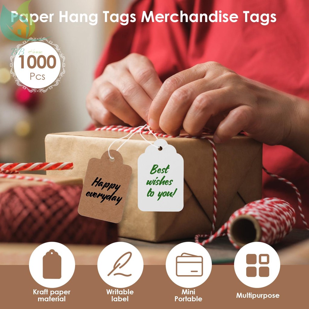1000 Pcs Price Tags with Hanging Strings Paper Hang Tags Writable ...