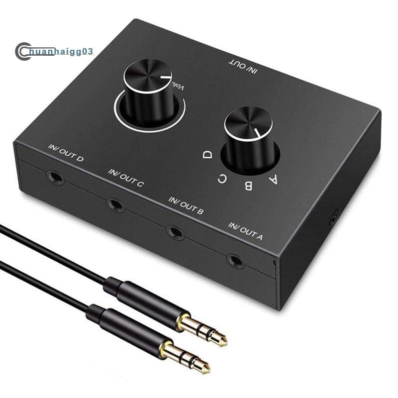 .4 Way 3.5mm Jack Audio Switcher Audio Switcher Splitter Stereo Bi ...
