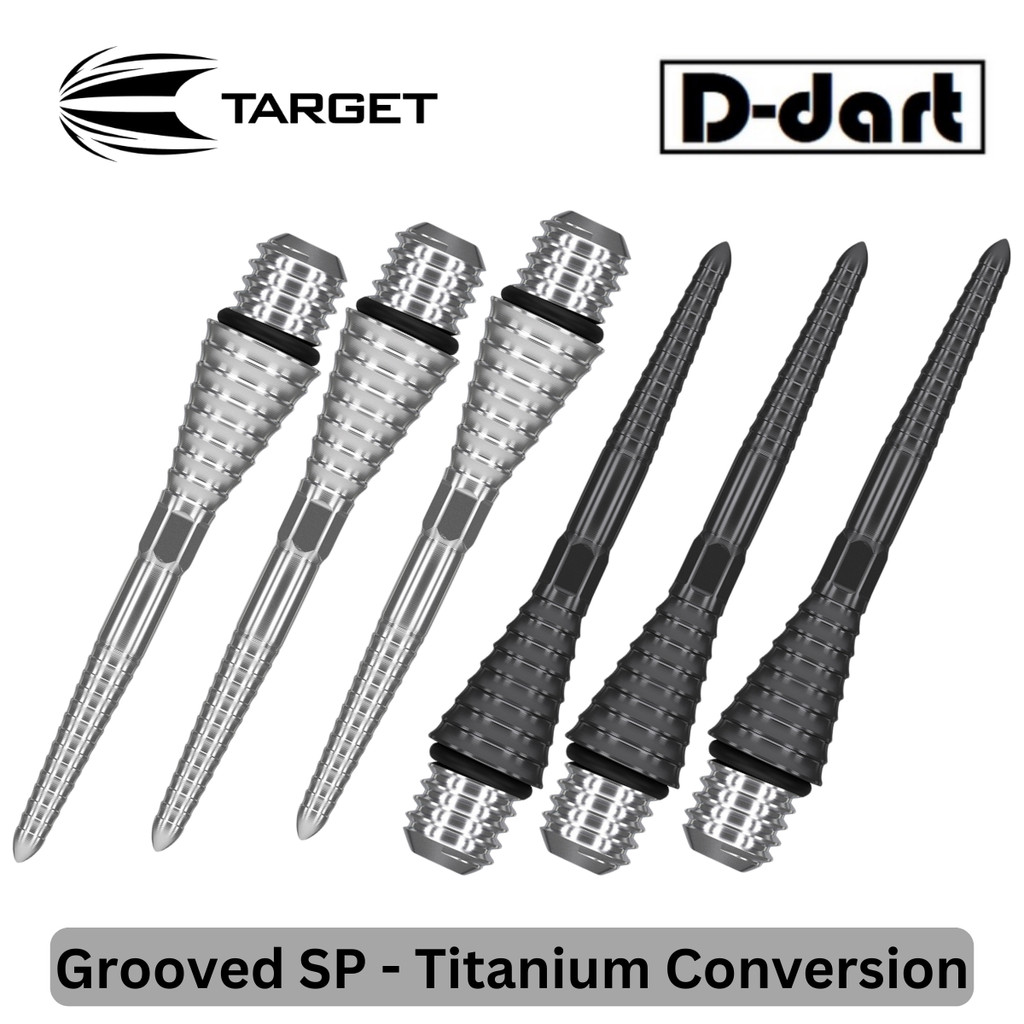 TARGET DART POINT - Black/Silver TITANIUM GROOVED SP Conversion Points ...