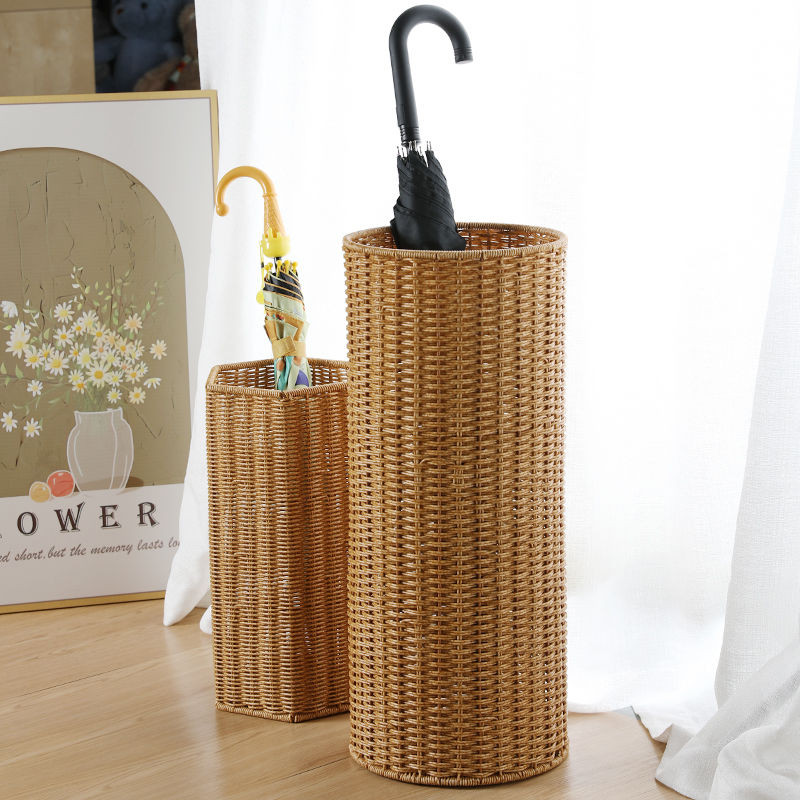Imitation Rattan Waterproof Umbrella Stand Umbrella Bucket Hotel Living ...