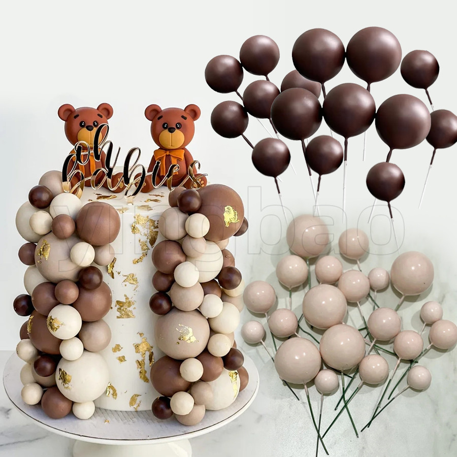 5Pcs Matte Color Happy Birthday Cake Toppers Coffee Skin Beige Sand ...