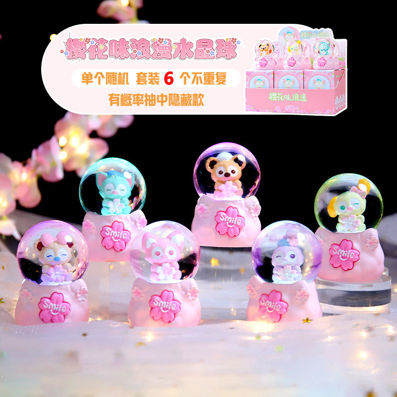 Bunga sakura romantis mini bola kristal buta kotak alat letak barang ...