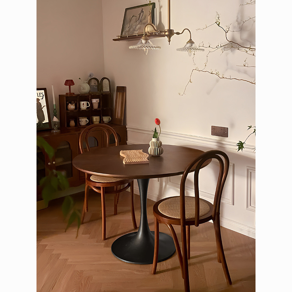 Mid-Ancient Solid Wood round Table Tulip Small Apartment Retro Domestic ...