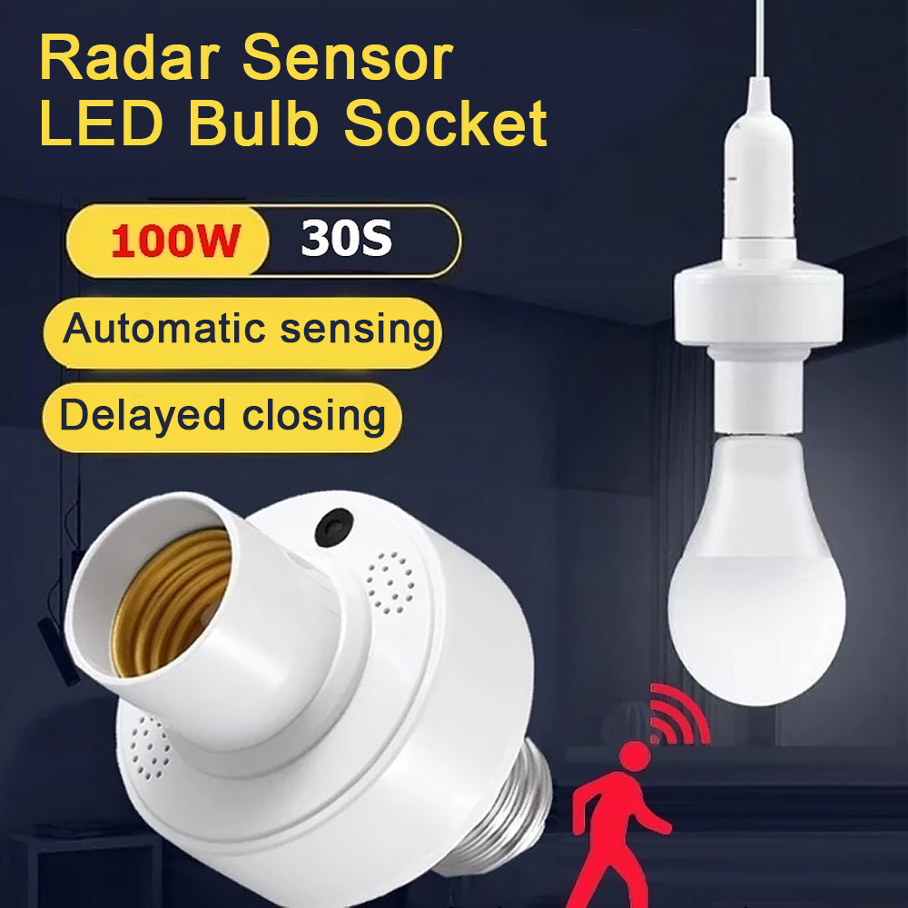 AC85-265V Radar Sensor E27 Socket Smart Light Bulbs Adapter Lamp Holder ...