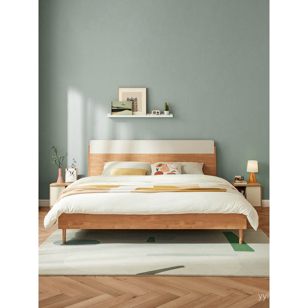 Lin's Home Nordic Simple Solid Wood Footboard Rangka Katil Rangka Katil ...