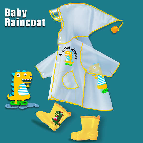 baju hujan budak rain coat kids rain coat Cartoon Cartoon Dinosaur Print Children Raincoat Boy ...