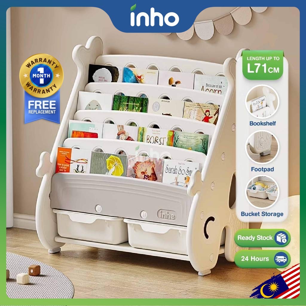 INHO 5/6 Layers Cute Whale Design Kids Child Book Toy Utility Bookshelf ...