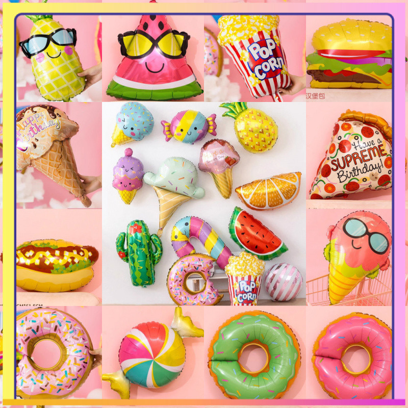 [Food Theme Balloon] Burger Balloon Fruit Balloon Donut Balloon Ice ...