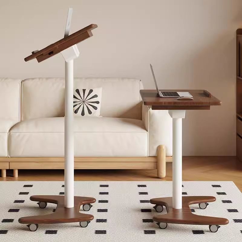 Solid Wood Lift Computer Desk Movable Small Desk Sofa Side Study Desk ...