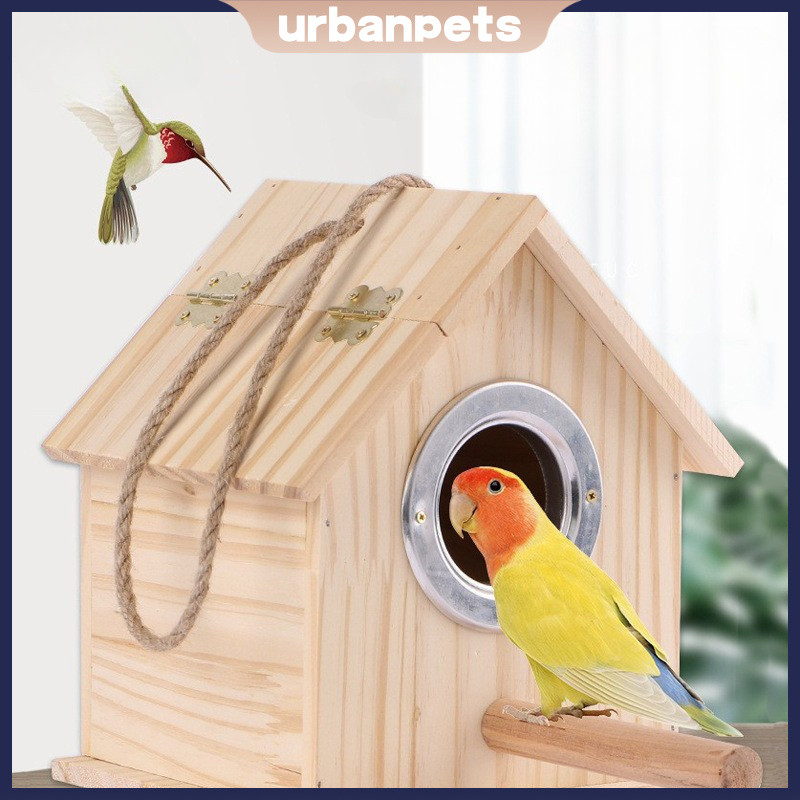 Wooden Bird Nest Box Parrot Solid Wood House Budgie Peony Starling ...