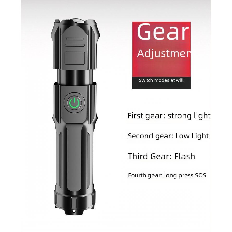 portable usb charging compact led telescopic flashlight for long-range ...