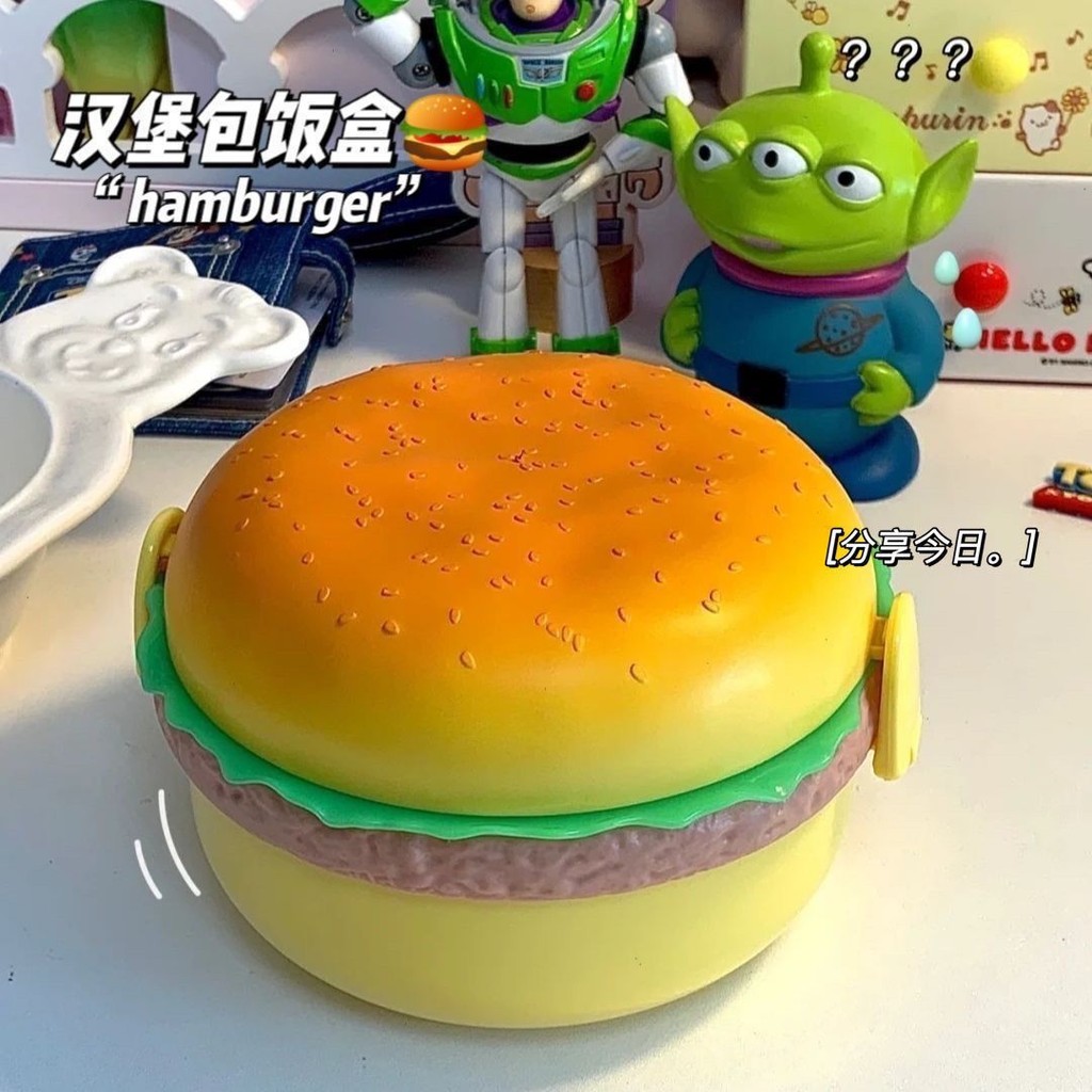 Little Red Book Mini Creative Burger Bento Box Three-Layer Cute Funny ...