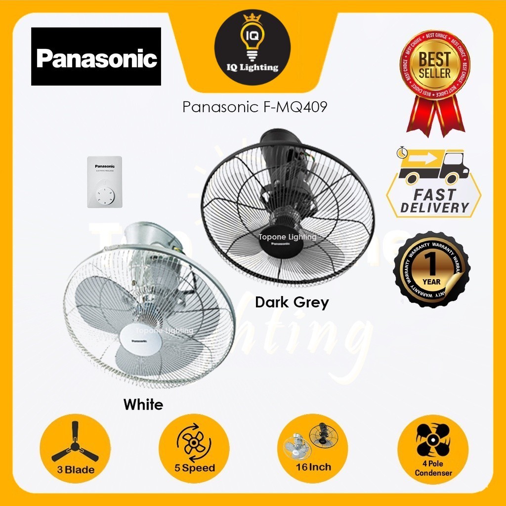 Panasonic F-MQ409-DG F-MQ409-GY 16” Auto Oscillating Fan / Kipas Auto ...