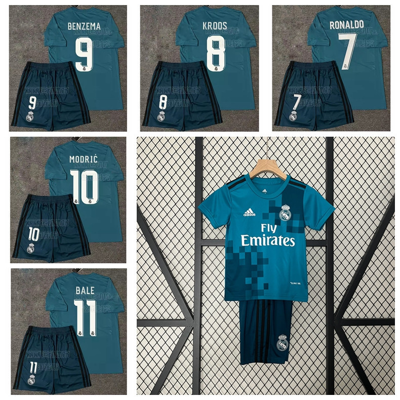 17-18 Real Madrid Retro Away Football Kids Jersey Kit Ramos Cristiano ...