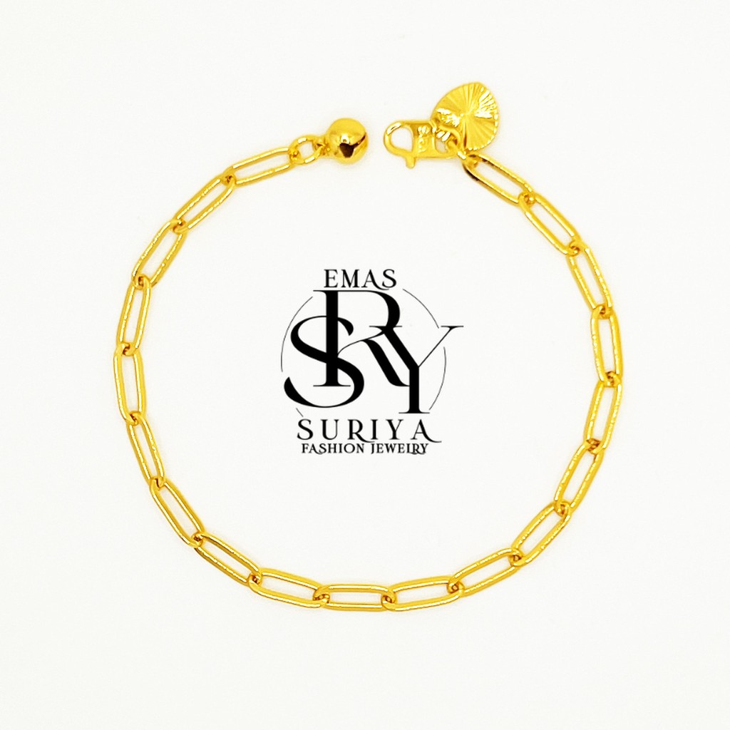 Emas Suriya Gelang Bracelets Rantai Tangan Paperclip Kosong Lebar 0.4CM ...