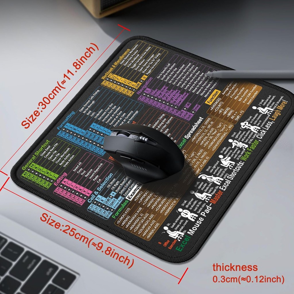 Mouse Pad with Excel, Word, PowerPoint & Windows Shortcuts – Small ...