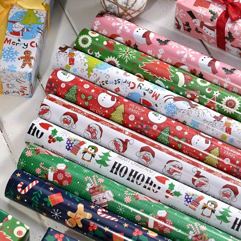 8pcs Mixed Color Sparkling Christmas Gift Wrap Double Copper Paper with ...