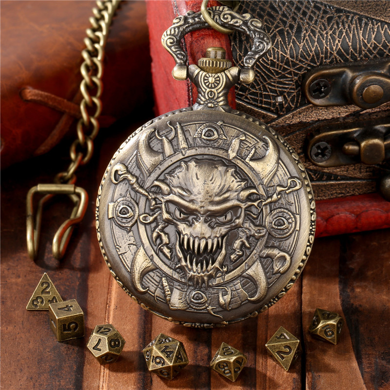 Steampunk 7pcs Metal Tiny Polyhedral DND Dice with Warlock Skull Design ...