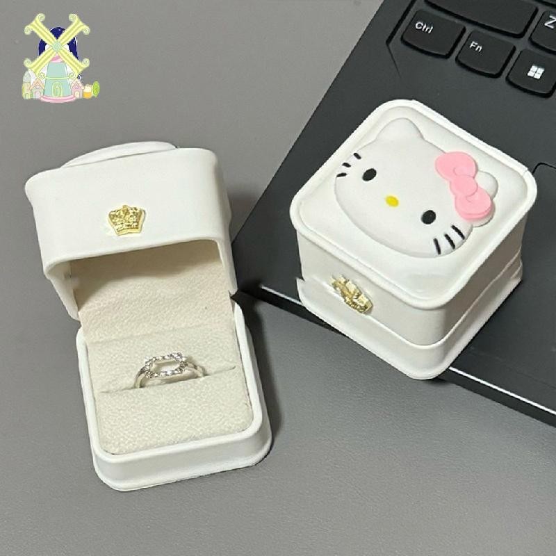 Kawaii Hello Kitty Portable Jewelry Box Anime Sanrio Mini Jewelry ...