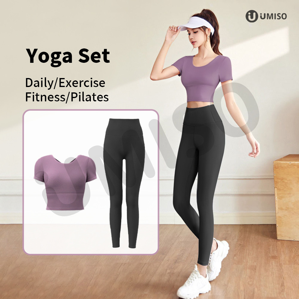 UMISO Women's High Waisted Running Yoga Pants Backless Fitness Sports ...