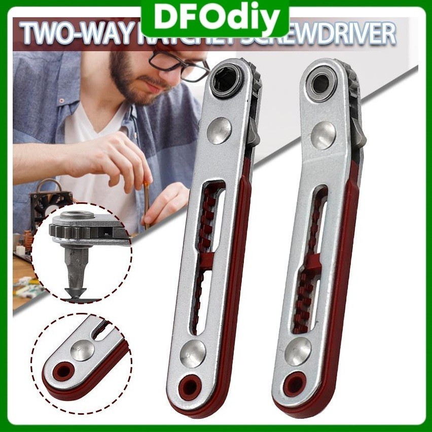 DFOdiy 2 Way Ratchet Wrench Forward Reverse Ratchet Screwdriver Curved ...