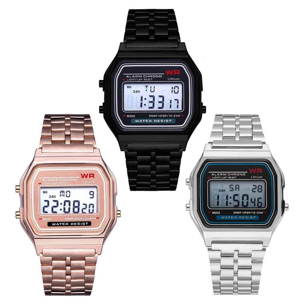 Male Female Student LED Electronic Watch Steel Band Harajuku Style ...