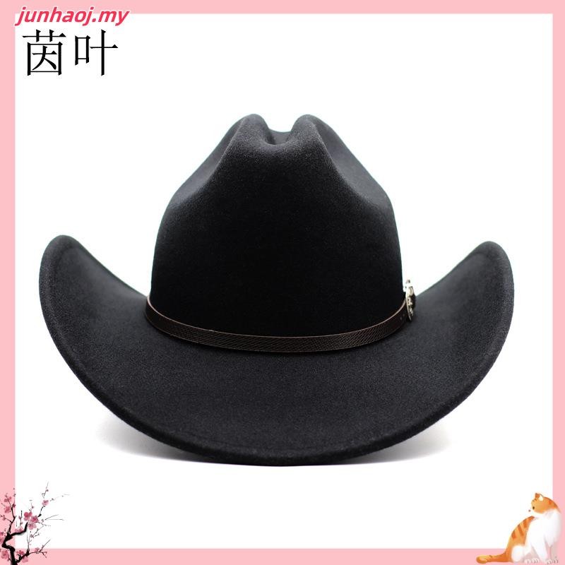 New Vintage Western Cowboy Hat For Men Gentleman Lady Jazz Cowgirl With Leather Wide Brim Cloche ...