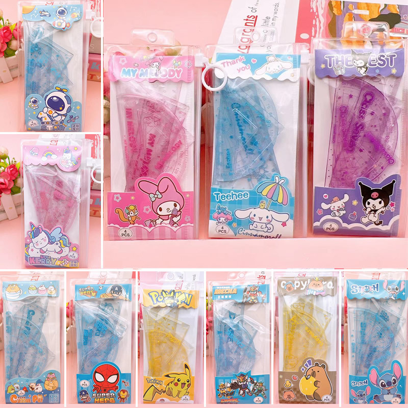 Transparent Transparent Four-Piece Set Ruler Cartoon Kuromi Stitch ...