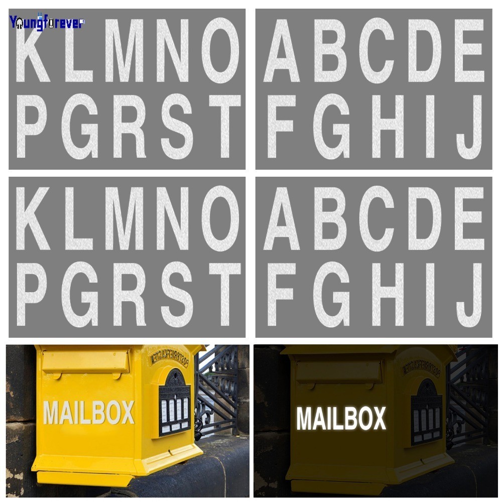 Car License Plate Night Reflective Number Letter Label Stickers ...