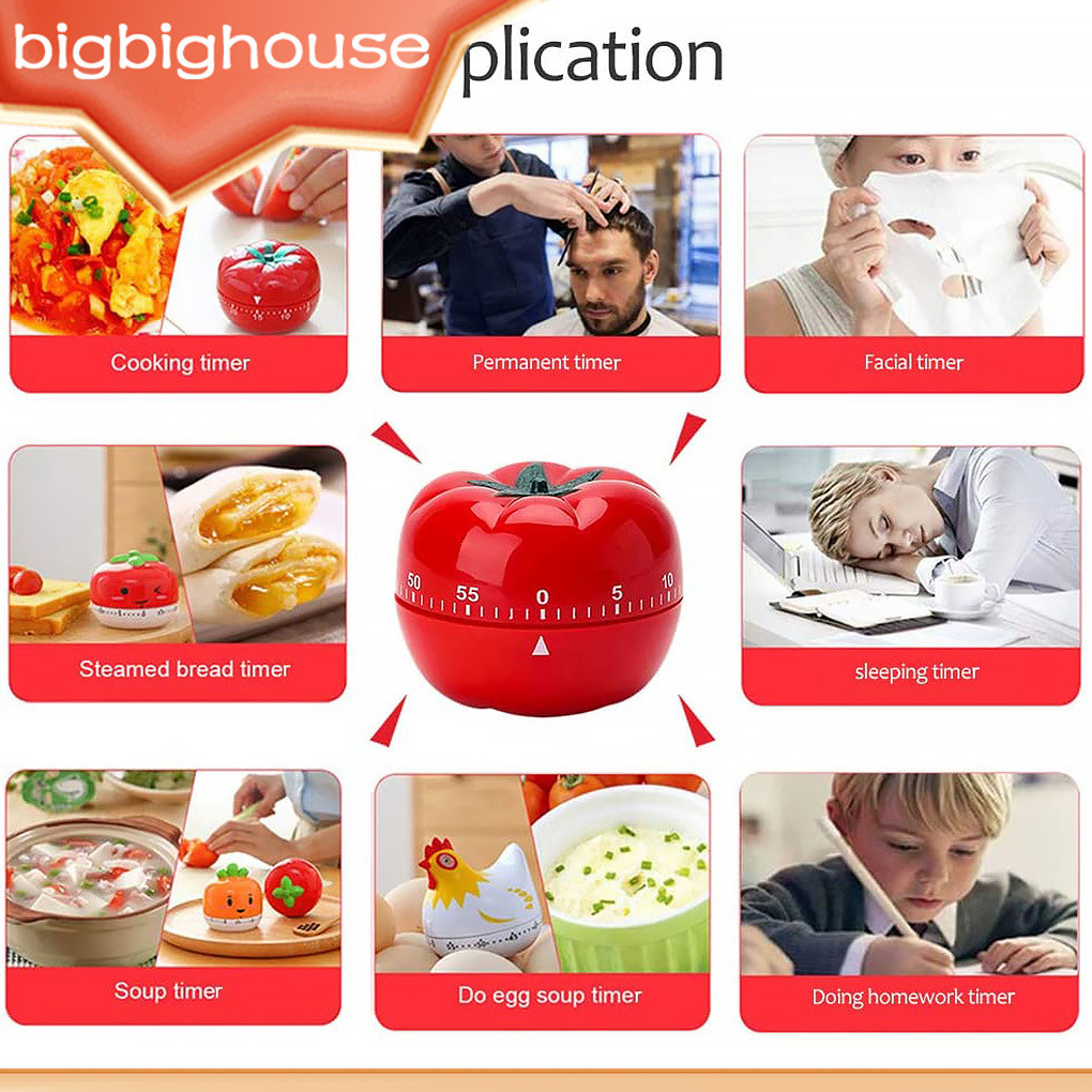 Kitchen Tomato Timer Fitness Baking Time Clock Mechanical Kids Reminder ...