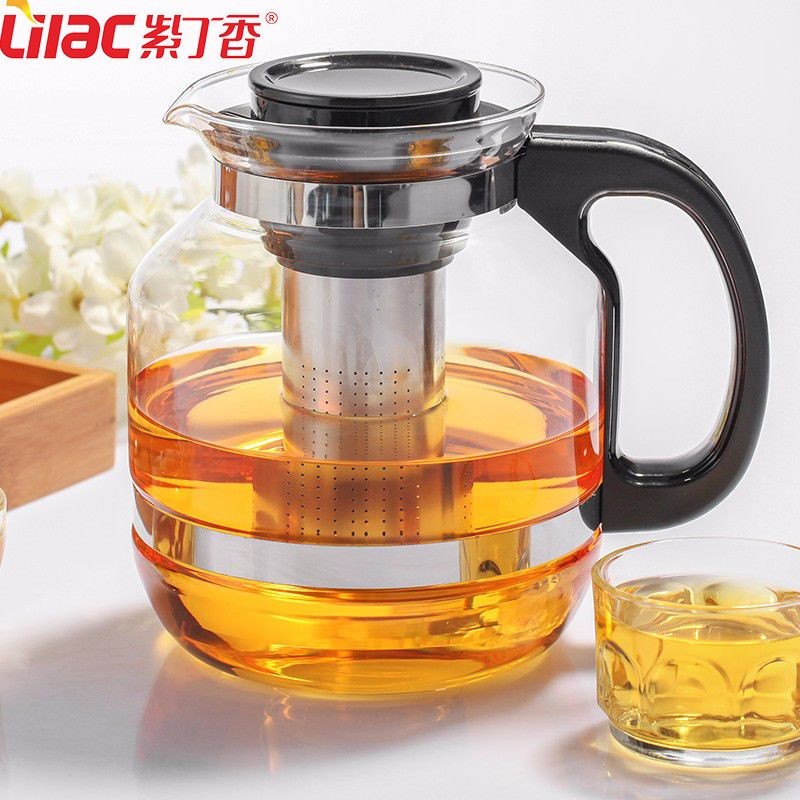 Thick Glass Teapot Lilac Heat-Resistant Glass Stainless Steel Filter ...