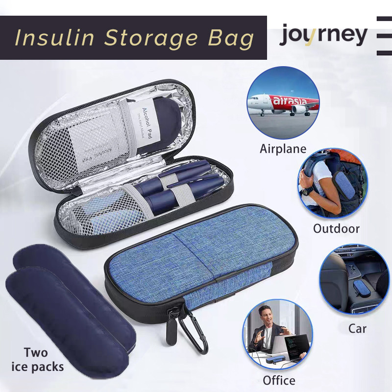 Travel Insulin Cooler Storage Bag Case with 2 Reusable Ice Compact ...