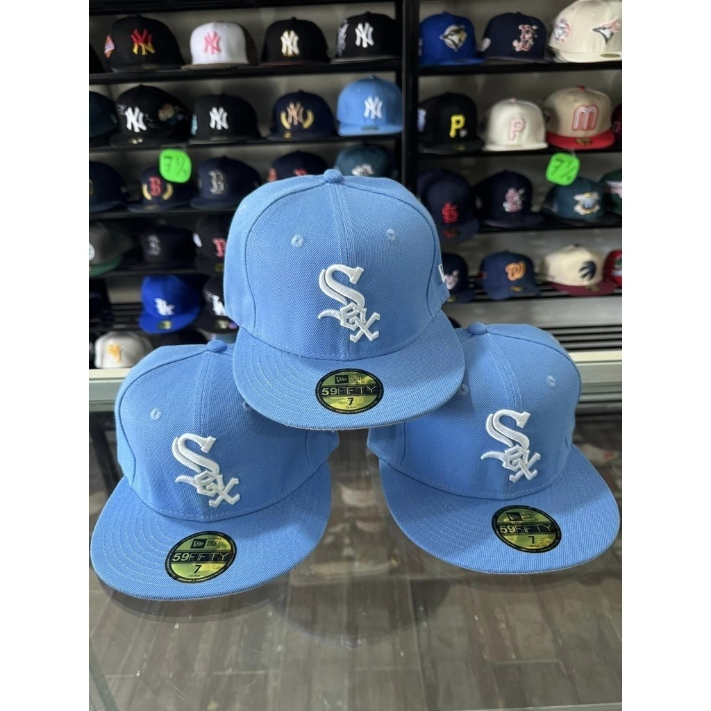 MLB Chicago White SOX 59FI.F.TY Sky blue hat tight no brim flat men ...