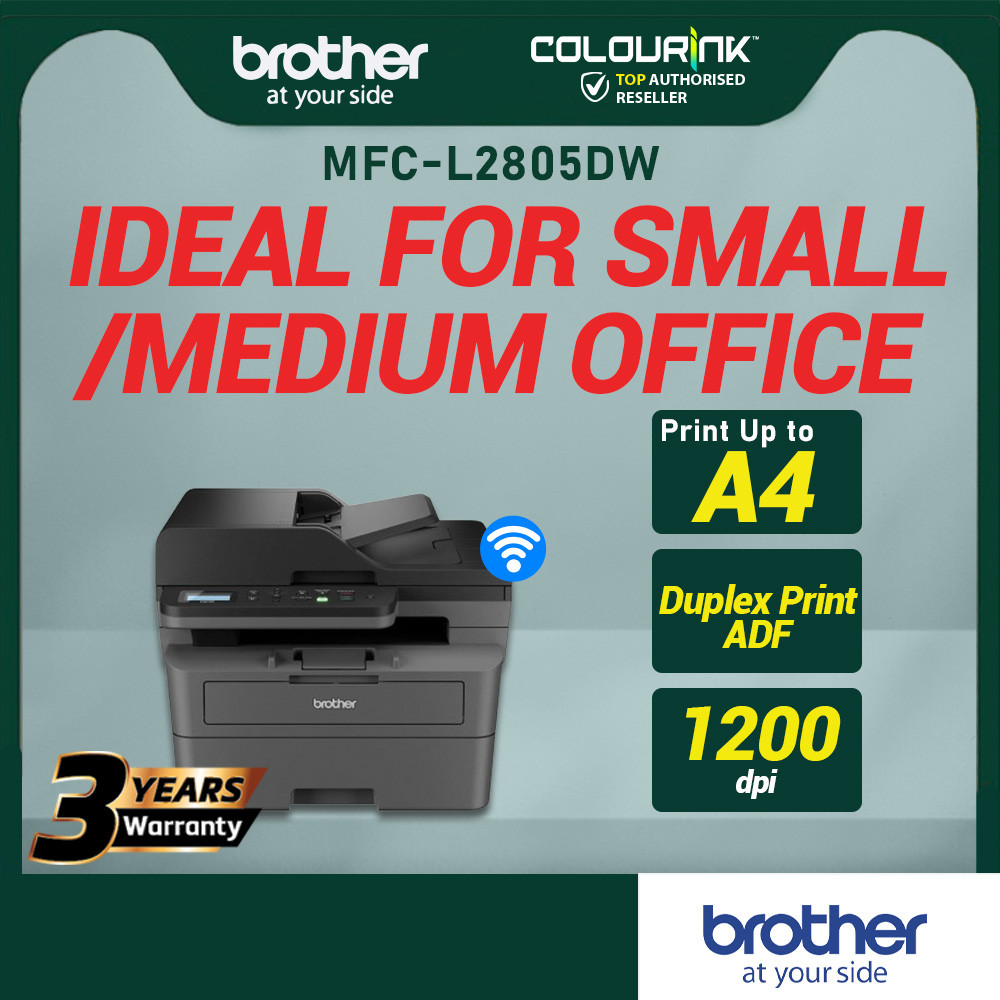 Brother MFC-L2805DW 4-in 1 Fax B&W Laser Printer Duplex Wifi ADF Auto 2 ...