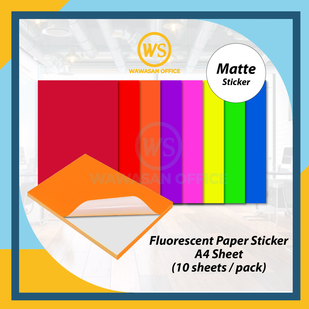 Fluorescent Sticker Paper Colour | White / Colour Sticker 85gm ...
