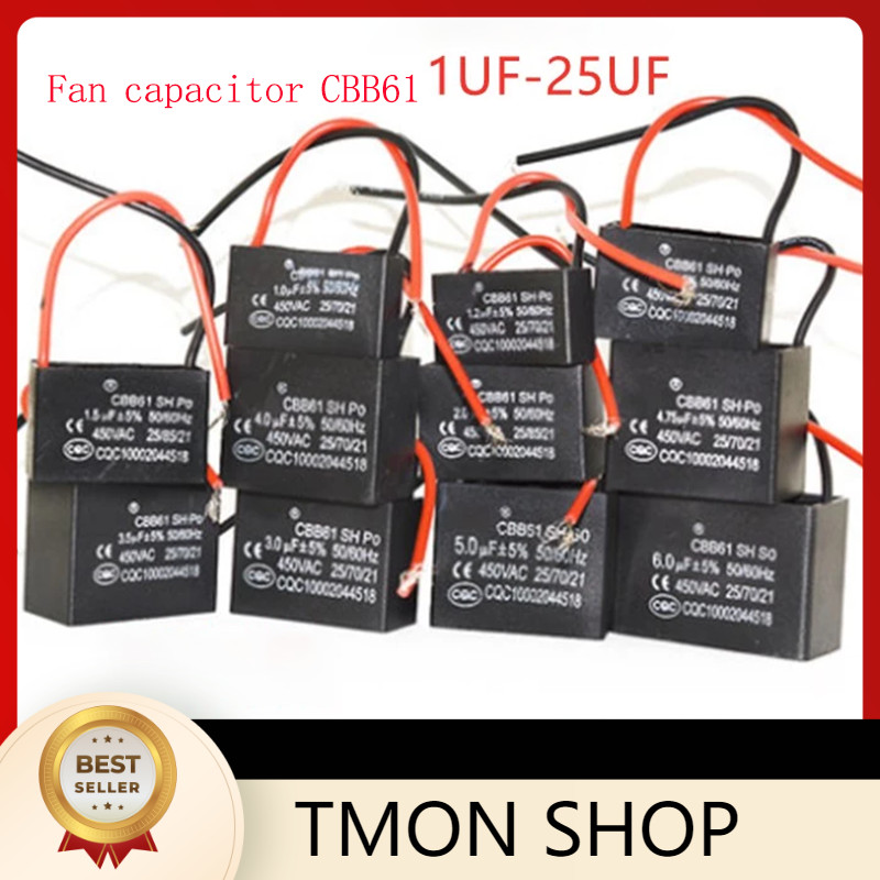 Cuiisw CBB61 starting capacitance AC 450V Run Capacitor 1UF/1.2UF/1.5UF ...