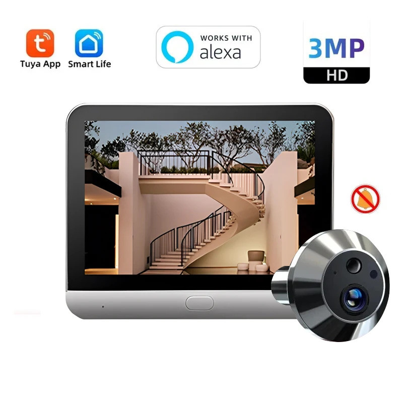 2025 Mini Peephole camera Tuya Smart 130 Wide Angle 3MP Wireless Hot ...