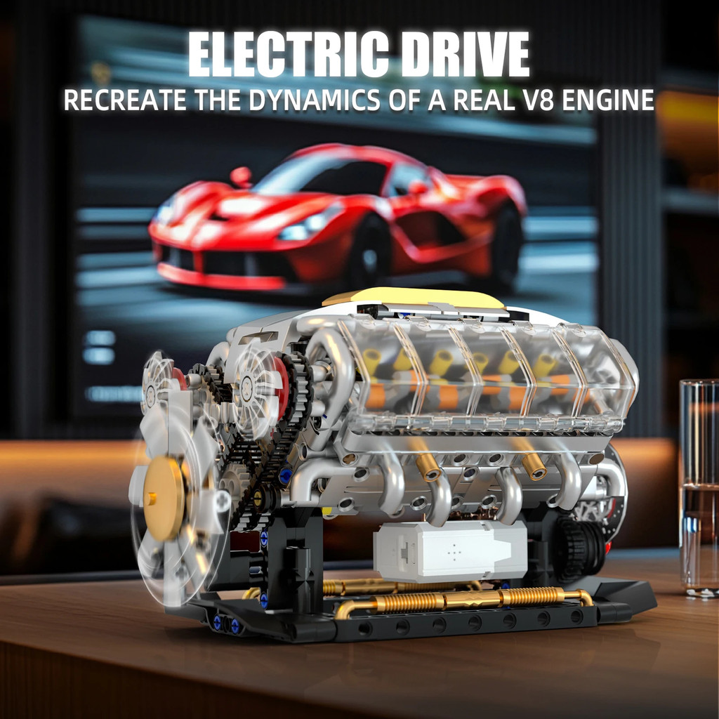 Creative V8 engine model kit building blocks assembly ornaments desktop ...
