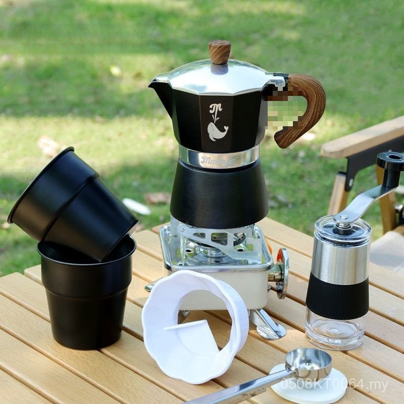 Set Outdoor Outdoor Outdoor Camping Coffee Moka Pot Coffee Equipment ...