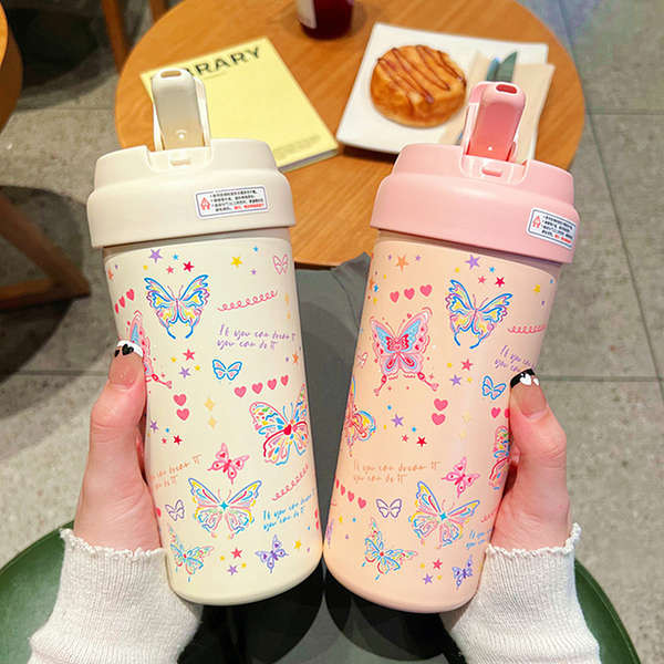 water bottle 水瓶 Rama-rama bernilai tinggi comel dengan cawan bertebat ...