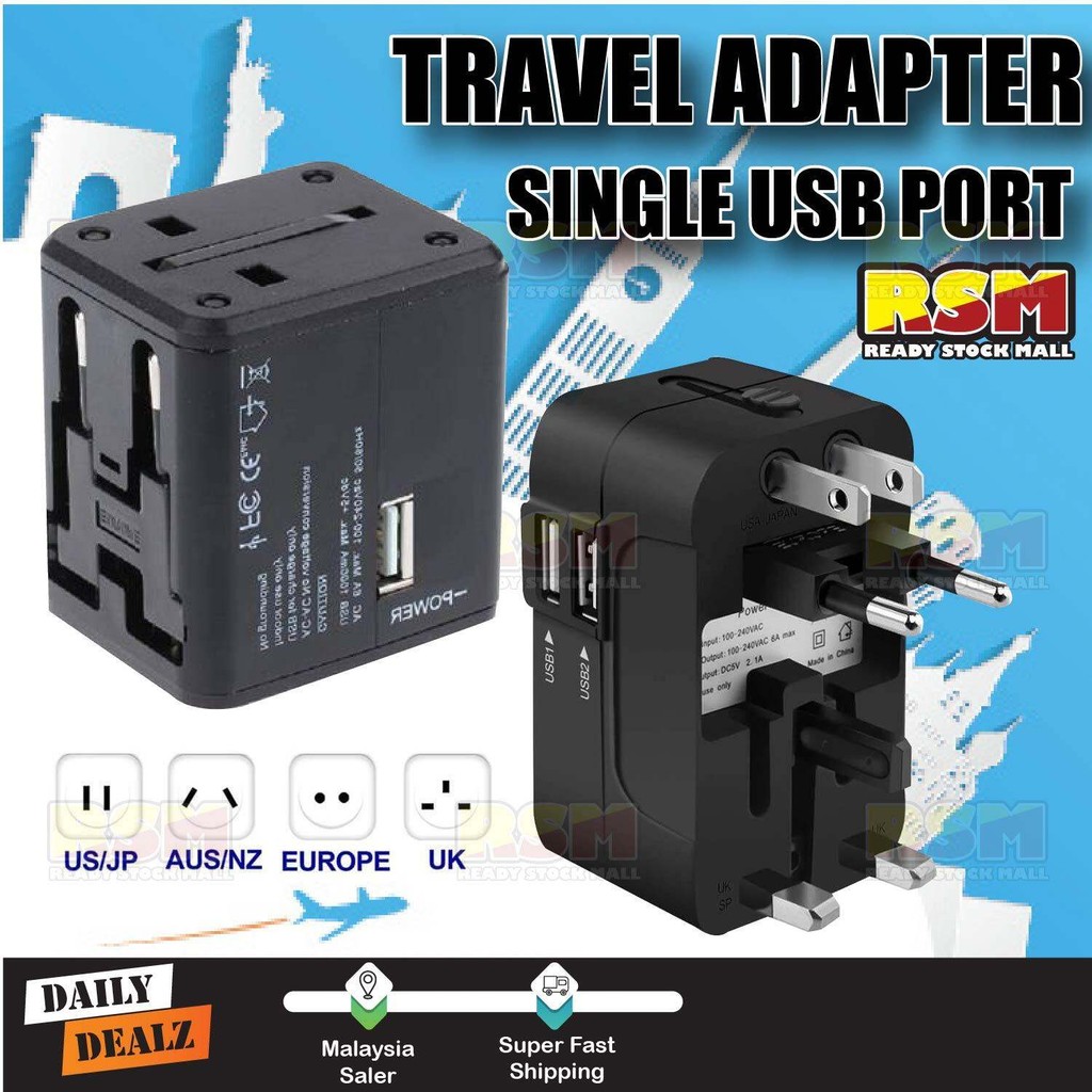 MYUniversal Travel Adapter Multisocket Plug All-In-One Single USB ...